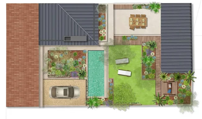 Plan d'aménagement d'un jardin de ville - CREATECK Paysage